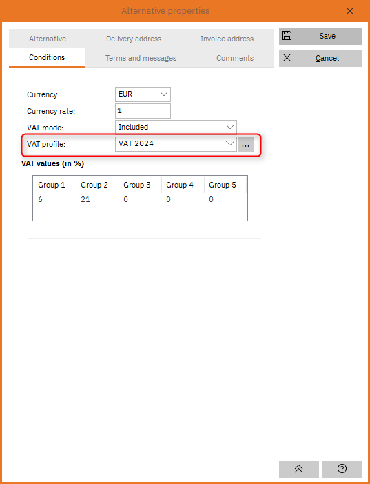 Changing the VAT profile configuration – Winner Bizz