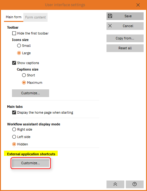 External applications shortcuts – Winner Bizz