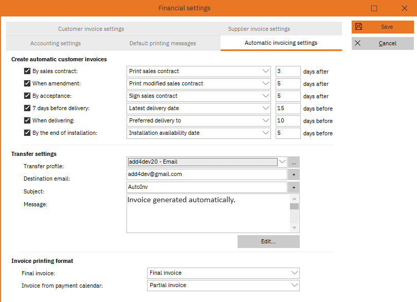 Automatic customer invoicing – Winner Bizz