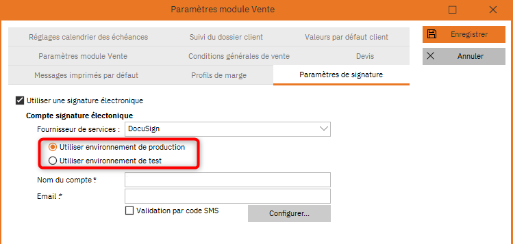 Signature électronique : environnement de test/de production (DocuSign ...