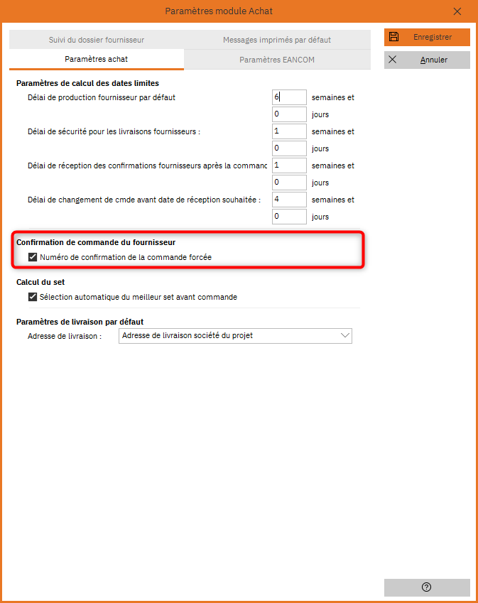 Forcer l'entrée d'un numéro de confirmation de commande – Winner Bizz